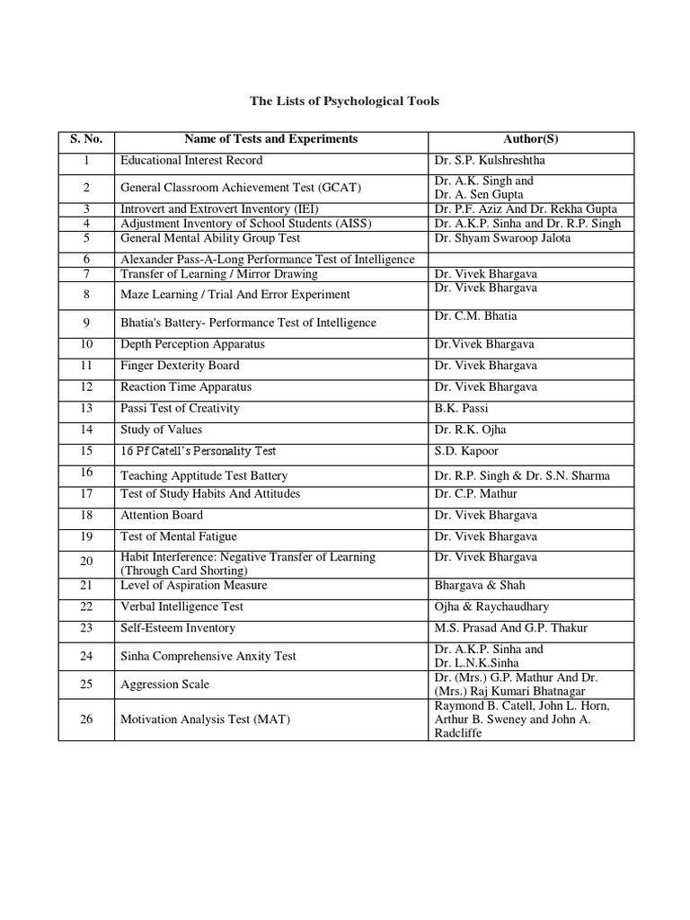 Phychological Tools | PDF | Cognitive Science | Psychology