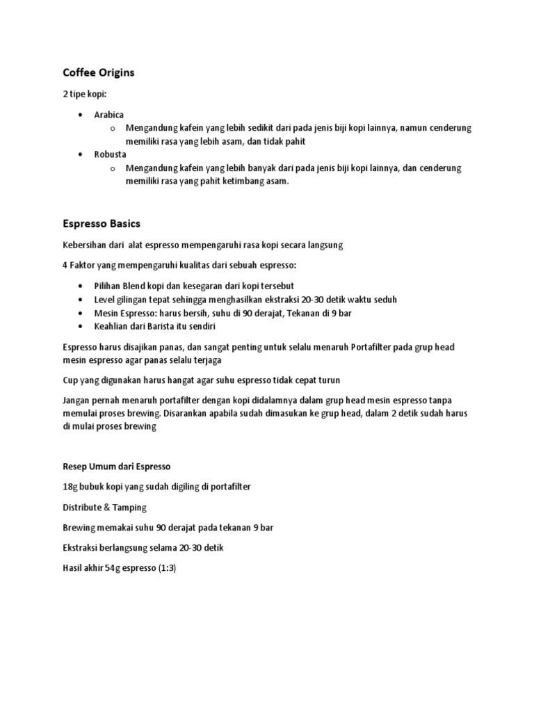 Barista Training | PDF