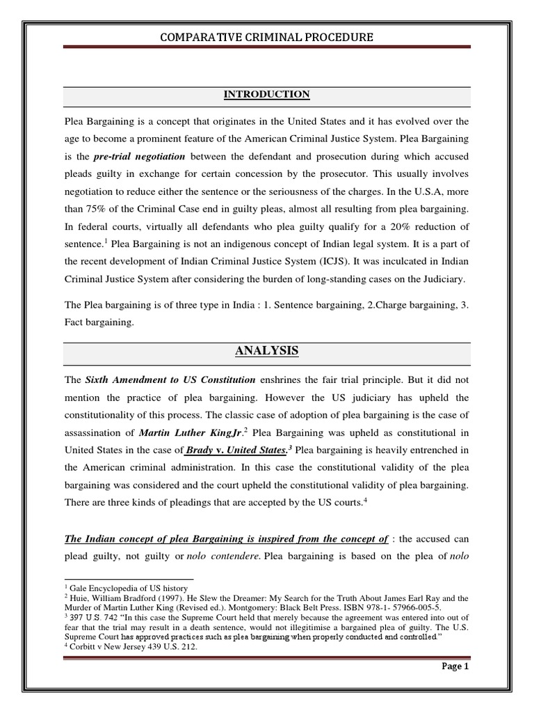 Comparative Criminal Procedure: Analysis | PDF | Plea Bargain | Plea
