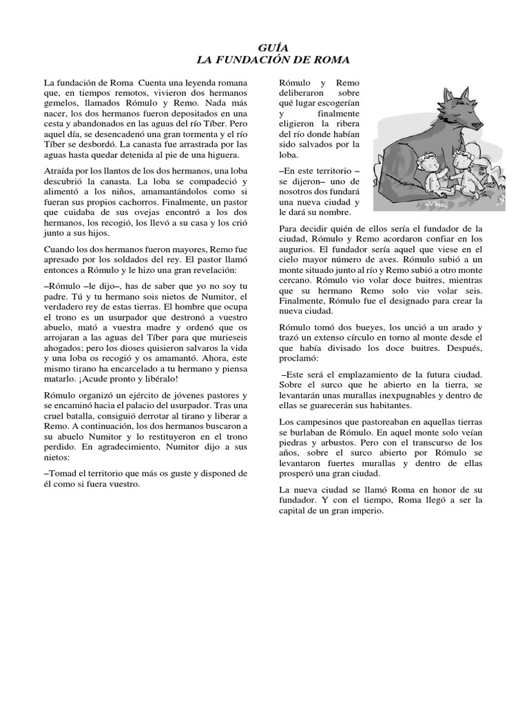 Leyenda Sobre Como Se Fundó Roma | PDF | Romulus y Remus | Roma antigua