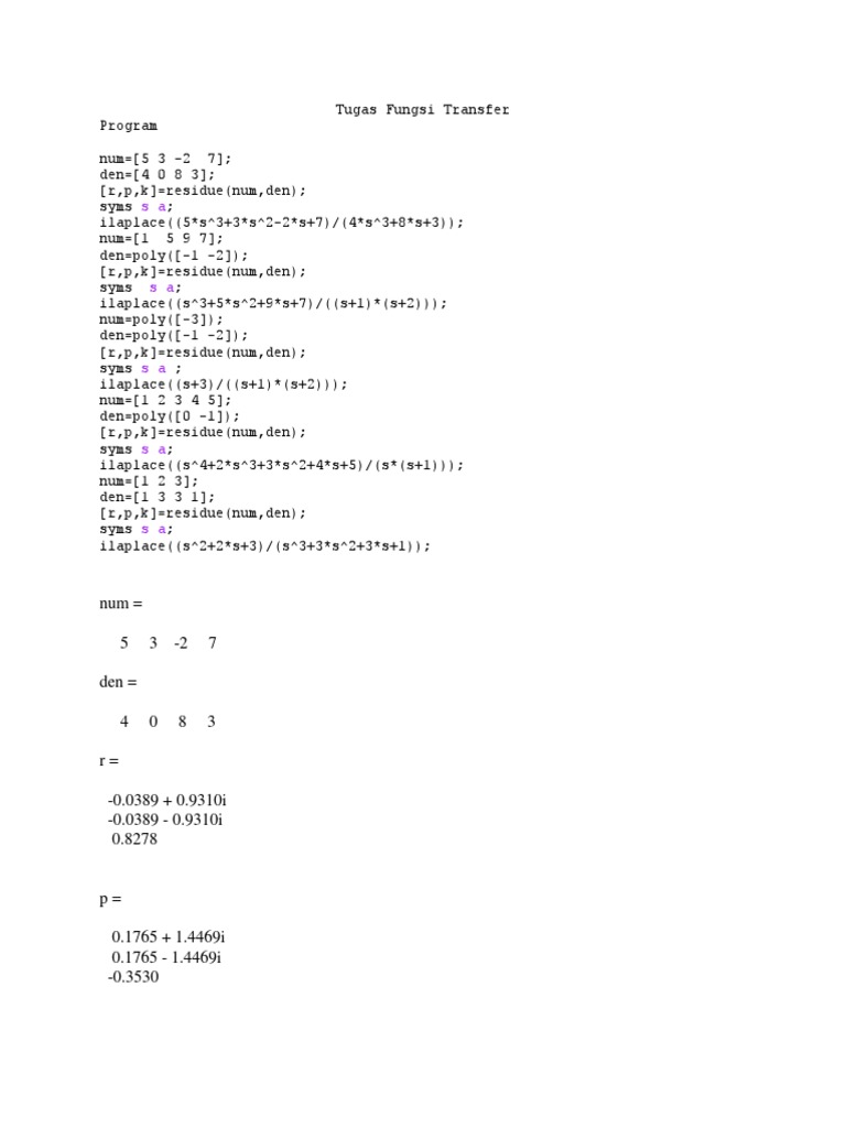 Transfer Function Analysis | PDF | Teaching Methods & Materials