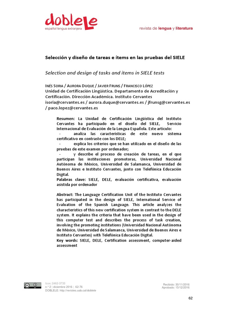 Creacion Del SIELE | PDF | Prueba (evaluación) | Diseño