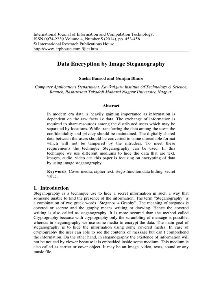 Data Encryption by Image Steganography | PDF | Telecommunications Engineering | Areas Of ...