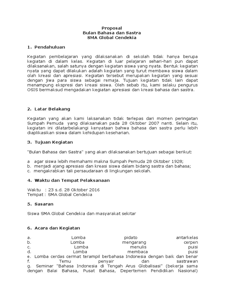 Proposal Bulan Bahasa | PDF