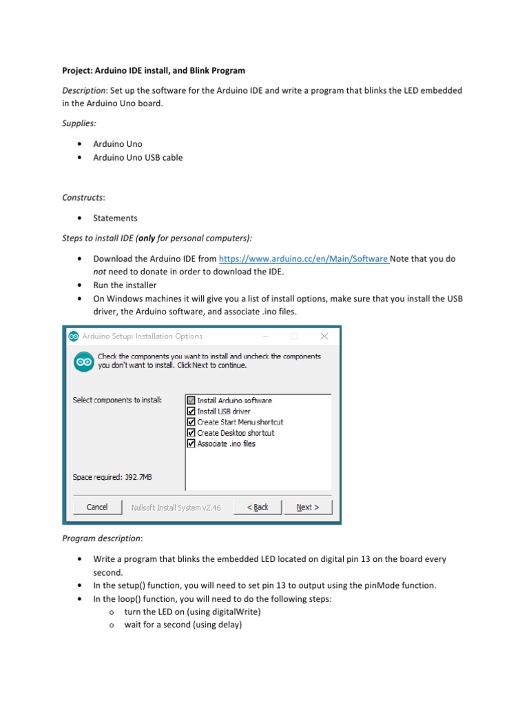 Description: Set Up The Software For The Arduino IDE and Write A ...