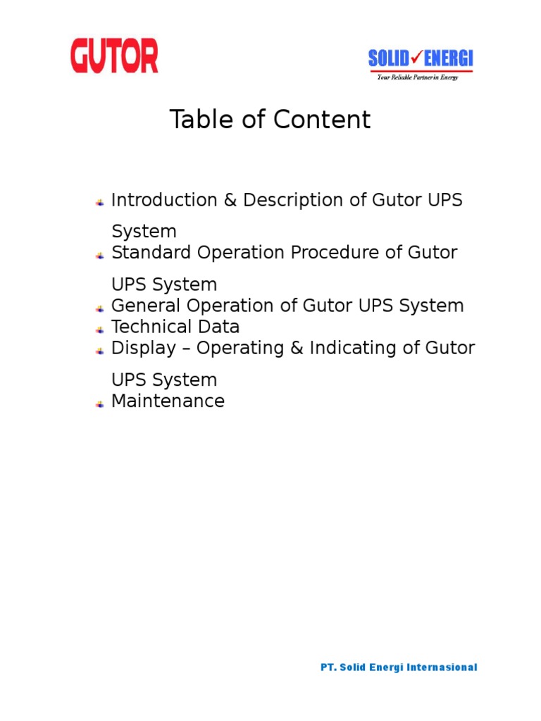 Gutor UPS System Overview & SOP Guide | PDF | Science & Mathematics ...