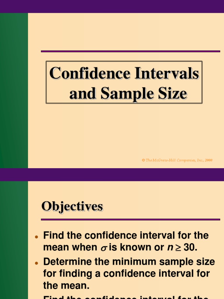 Confidence Intervals and Sample Size | PDF | Confidence Interval | Sample Size Determination