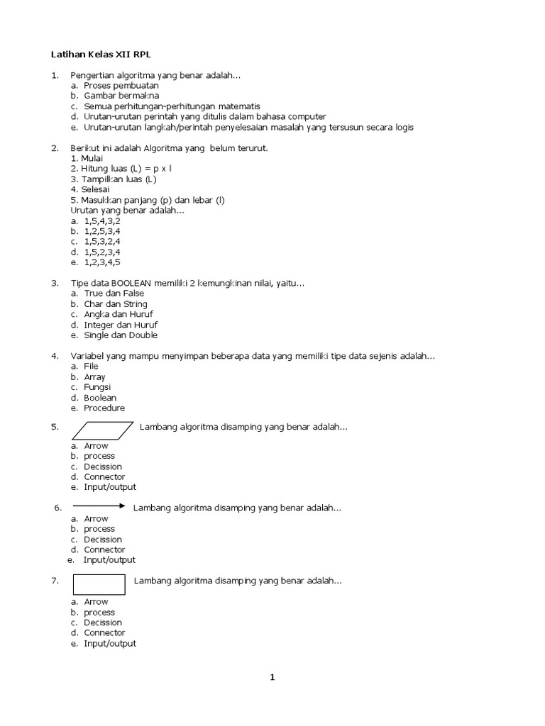 Kumpulan Soal Xii RPL | PDF