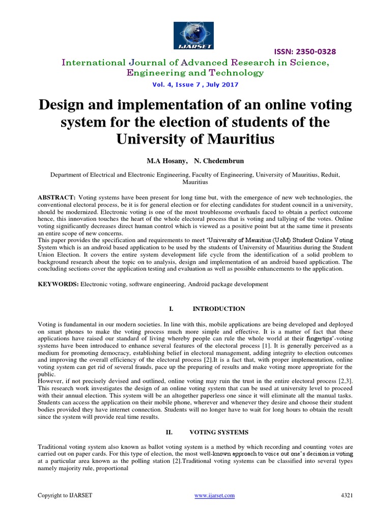 Design and Implementation of An Online Voting System For The Election ...