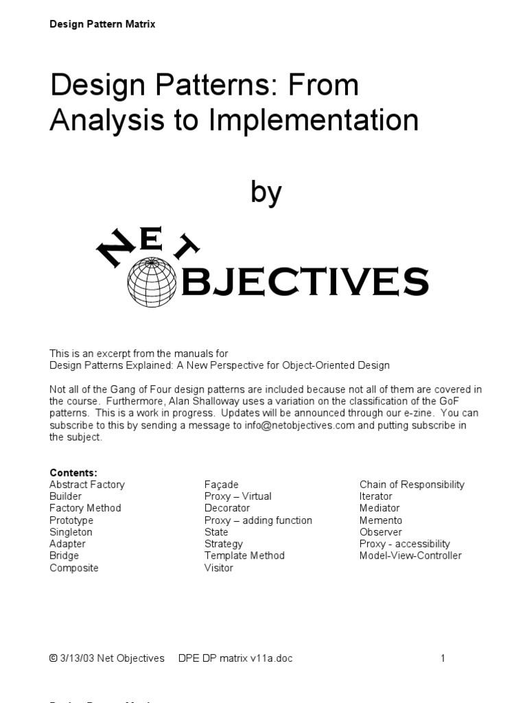 Design Patterns From Analysis To Implementation By Et Bjectives Pdf Class Computer