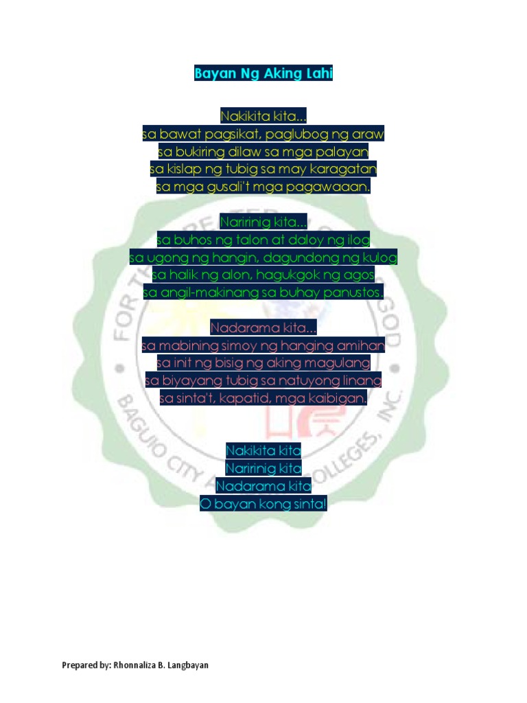 Bayan NG Aking Lahi | PDF