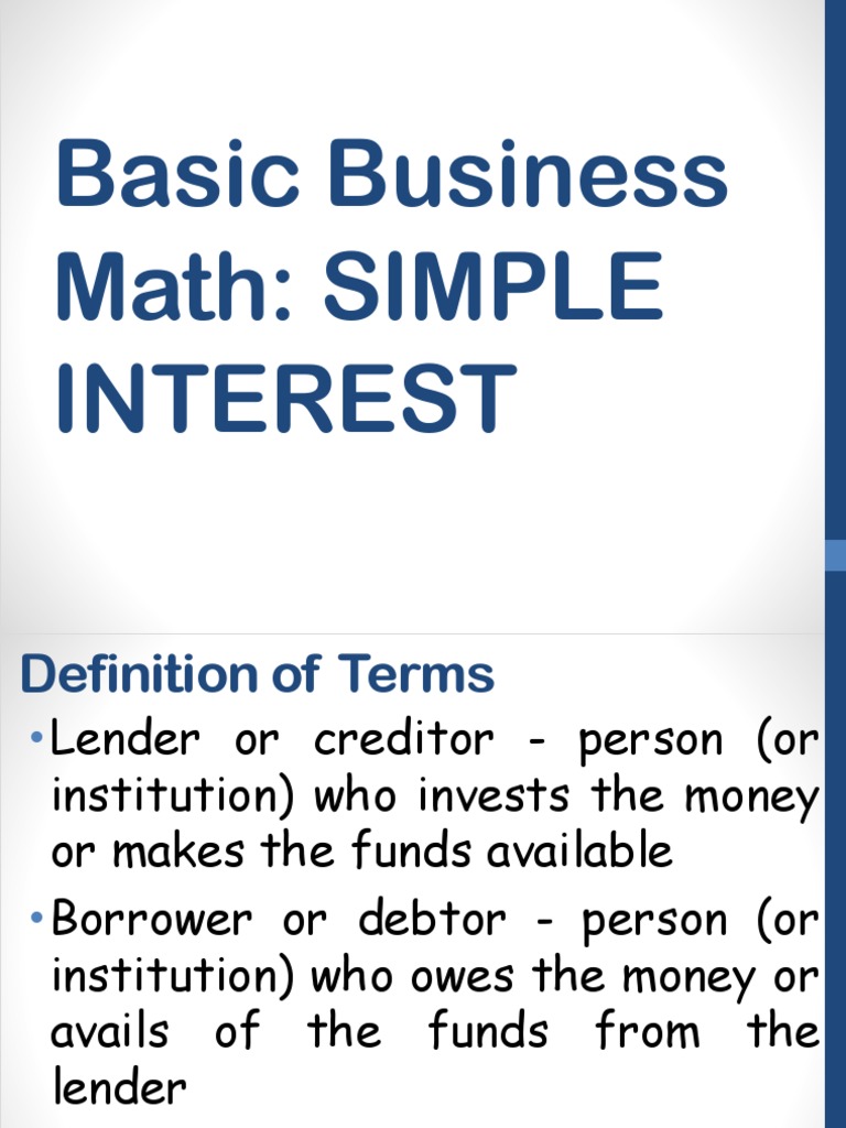 Basic Business Math: SIMPLE Interest | PDF