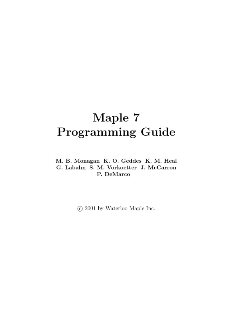 Maple7prguide PDF | PDF | Parameter (Computer Programming) | Subroutine