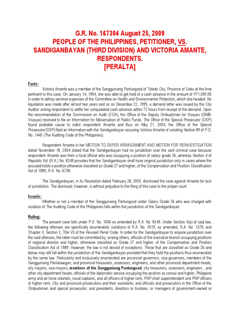 Sandiganbayan Jurisdiction Ruling on Amante | PDF | Public Sphere ...