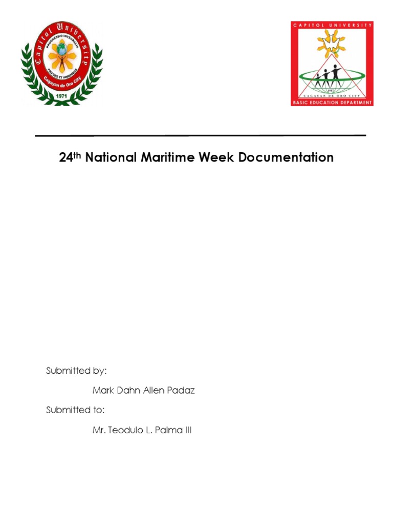 24 National Maritime Week Documentation: Submitted By: Mark Dahn Allen ...