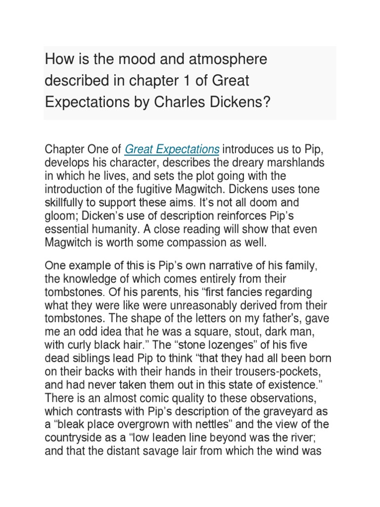 Mood and atmosphere in Ch. 1 of Great Expectations | PDF