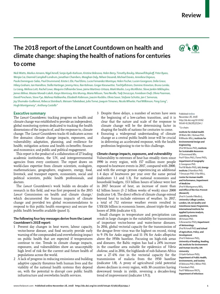 2018 Report of The Lancet Countdown On Health | PDF | Low Carbon ...
