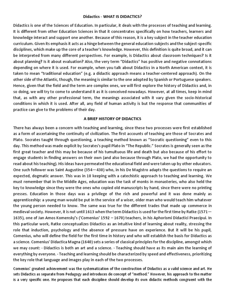 What Is Didactics? | PDF | Curriculum | Teachers