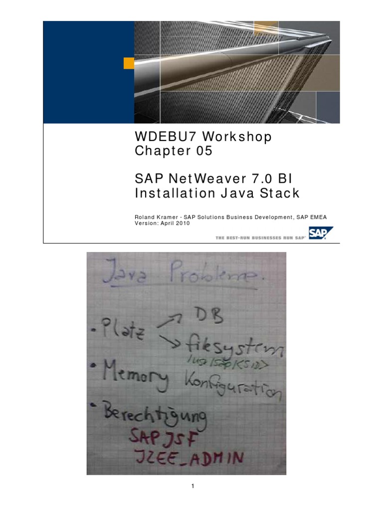 Wdebu7 Workshop Sap Netweaver 7.0 Bi Installation Java Stack | PDF | Java (Programming Language ...
