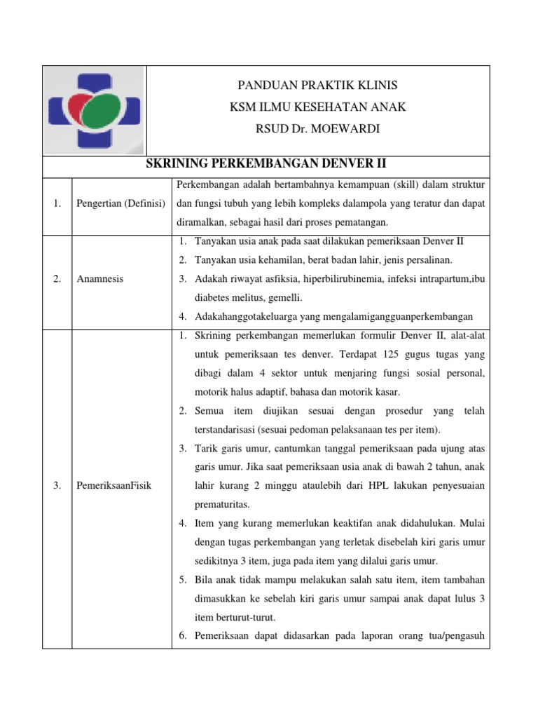 Skrining Perkembangan Anak: Panduan Denver II | PDF | Pengembangan Diri