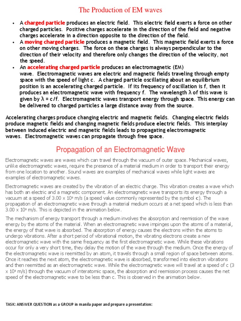 Production and Propagation of EM Waves | PDF | Waves | Electromagnetic ...