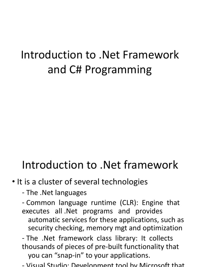 And C# Programming | PDF | .Net Framework | Microsoft Visual Studio