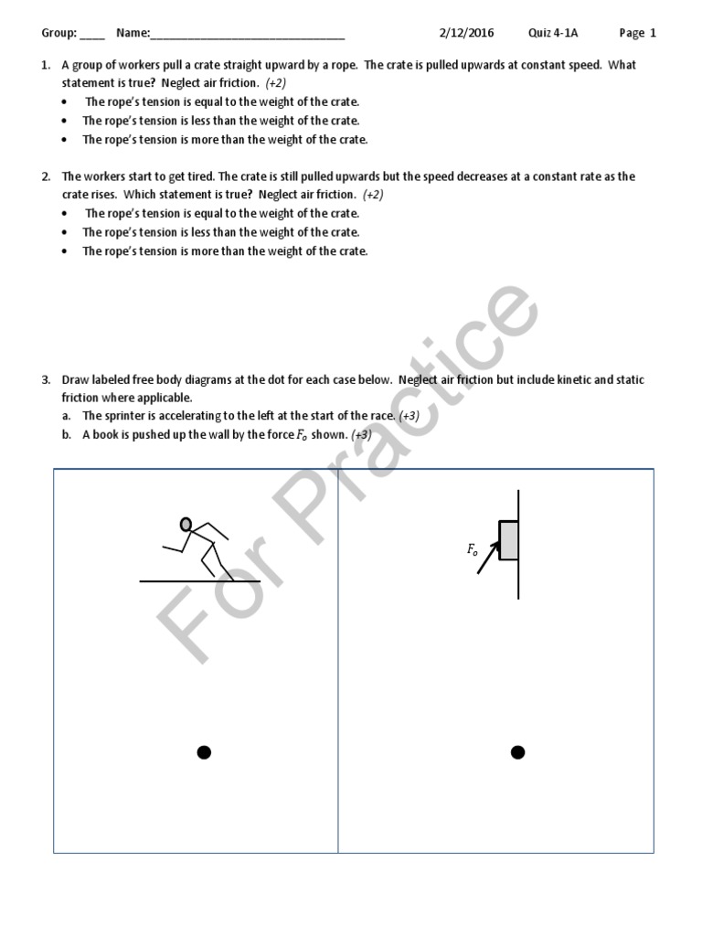 Quiz 4 | PDF | Friction | Force