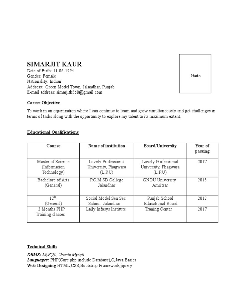 Demo Resume of Lpu Student | PDF