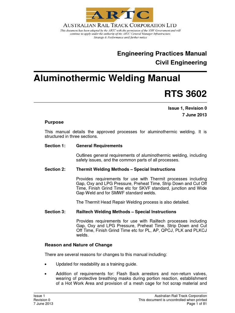 Aluminothermic Welding Manual | PDF | Track (Rail Transport) | Chemistry