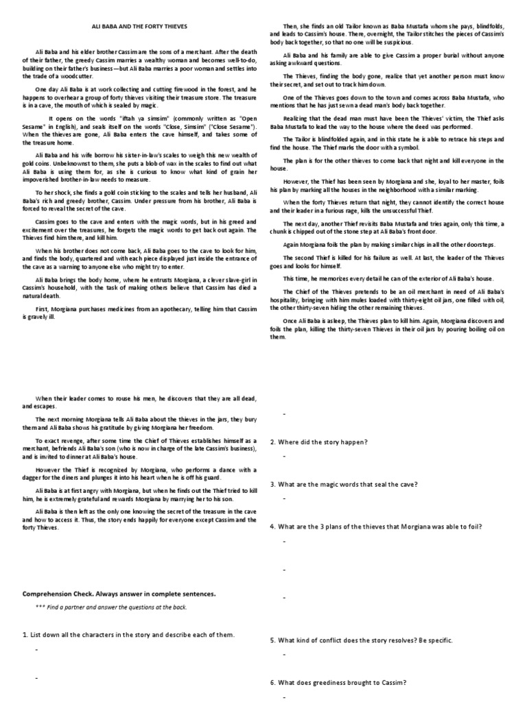 Ali Baba and The Forty Thieves | PDF