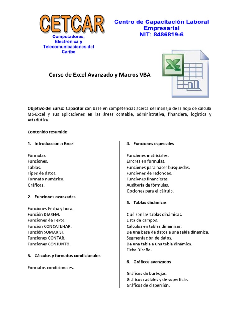 Curso de Excel Avanzado y Macros VBA | PDF | Microsoft Excel | Macro (informática)