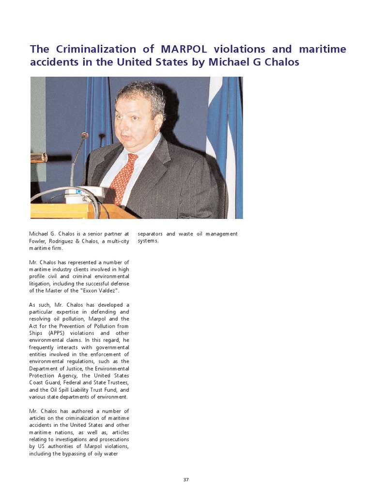 The Criminalization of MARPOL Violations and Maritime Accidents in The ...