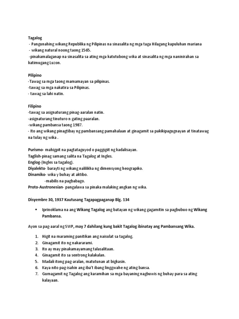 Tagalog, Pilipino at Filipino | PDF