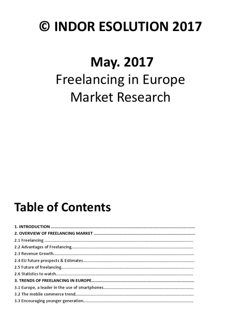 © Indor Esolution 2017 May. 2017: Freelancing in Europe Market Research | PDF | Freelancer ...
