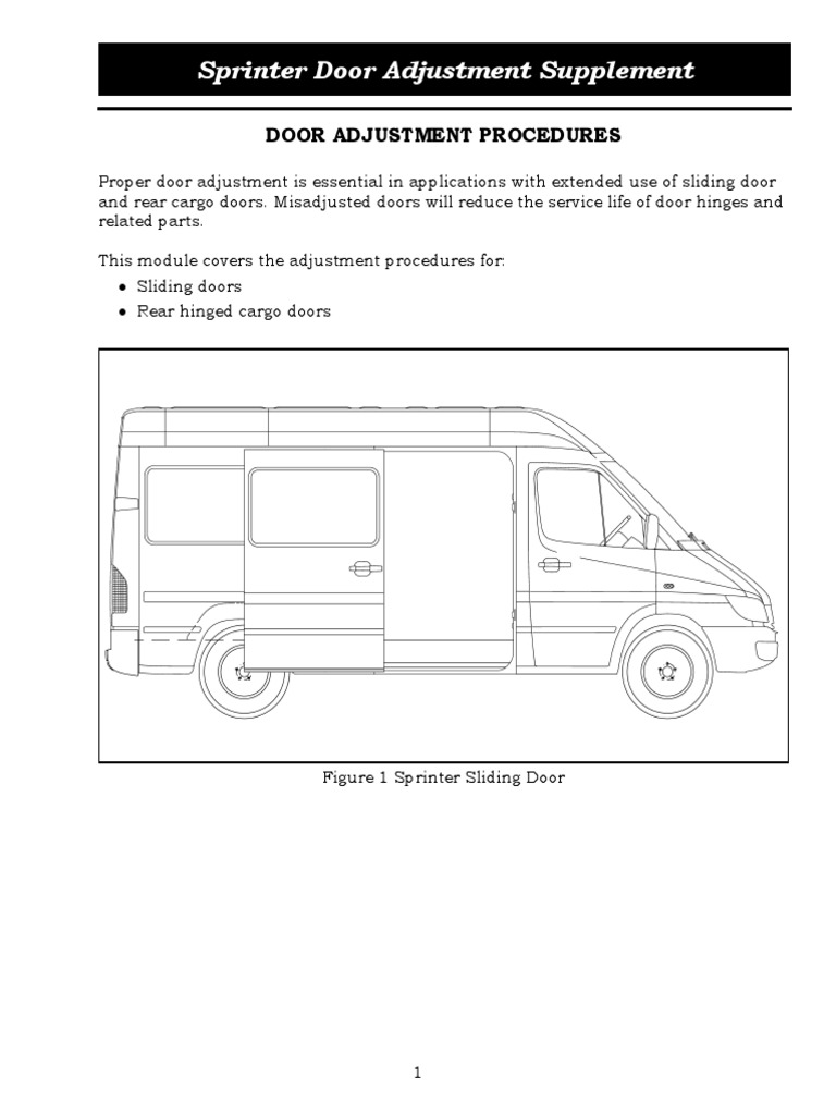 T1N Sprinter Door Adjustment With Hinges1 | PDF | Door | Screw