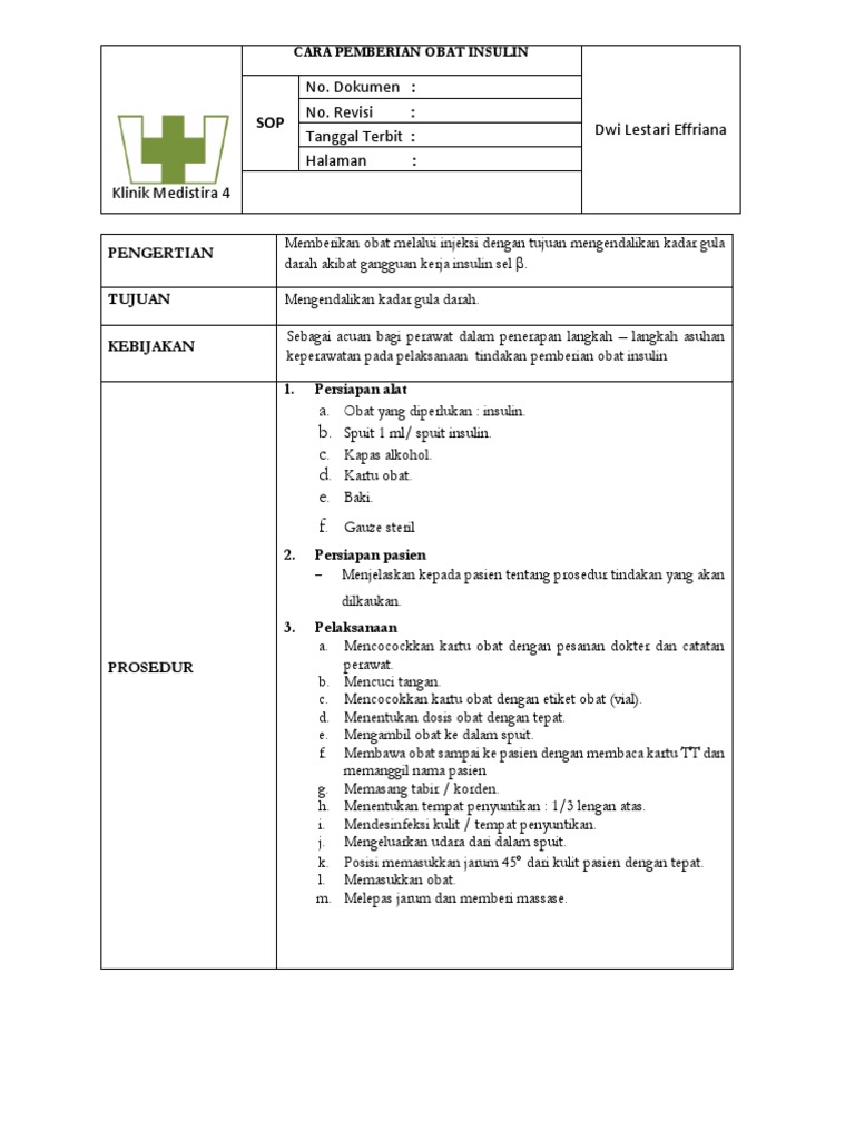 Sop Insulin | PDF | Pengembangan Diri | Kesehatan Holistik