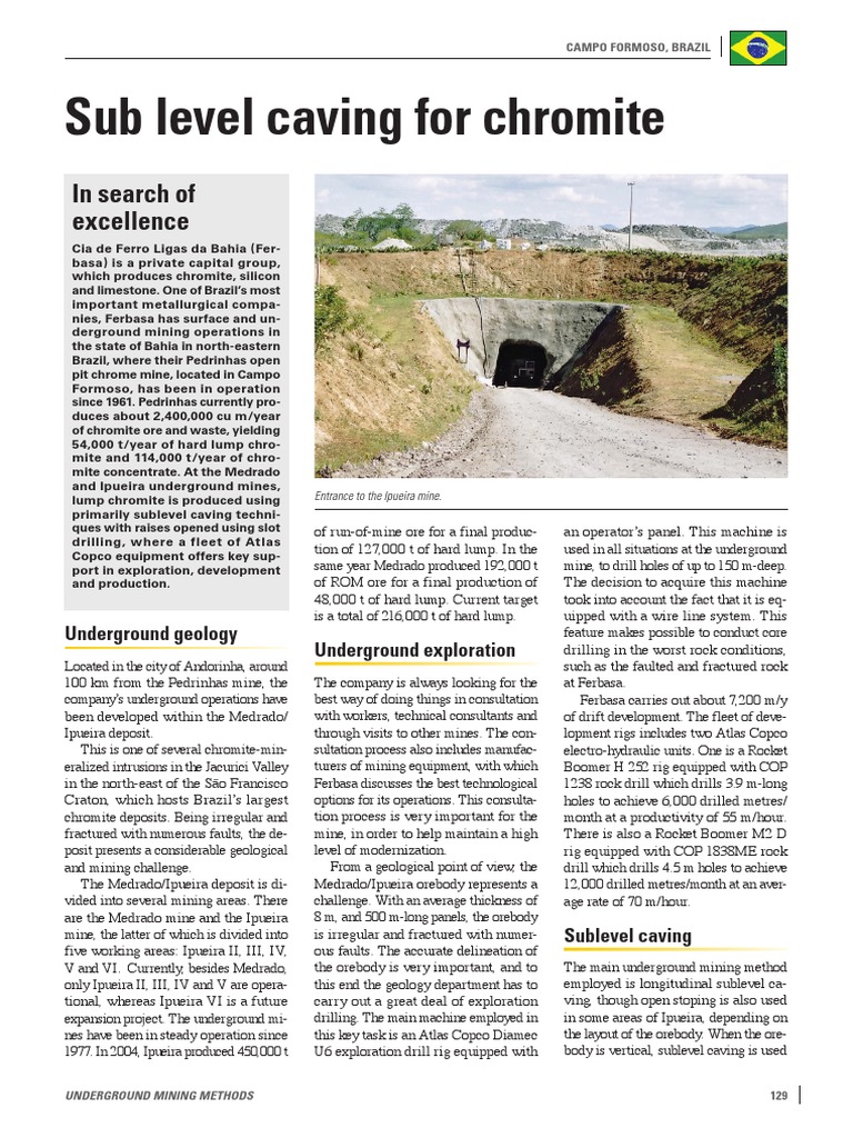 129 Sub Level Caving For Chromite | PDF | Drilling Rig | Economic Geology