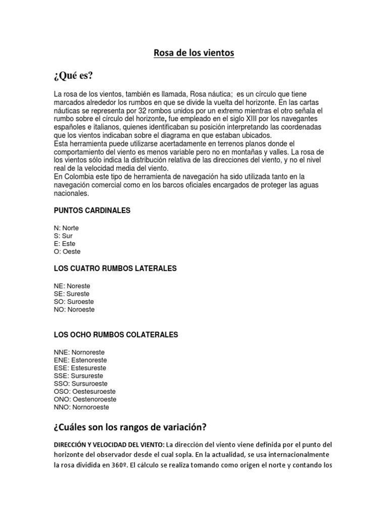 Rosa de los Vientos: Definición y Uso | PDF