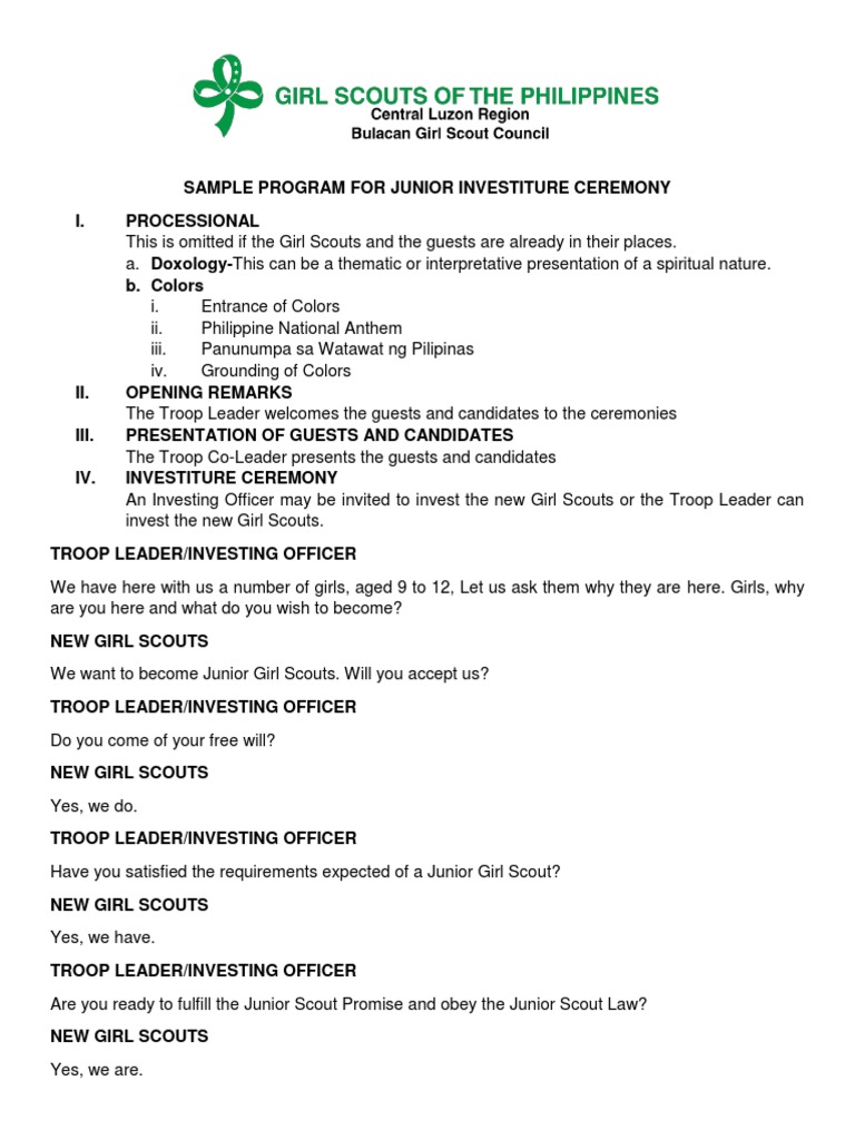 Sample Program For GSP | PDF | Scouting | Youth Movements