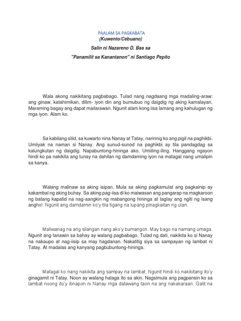 Paalam Sa Pagkabata | PDF