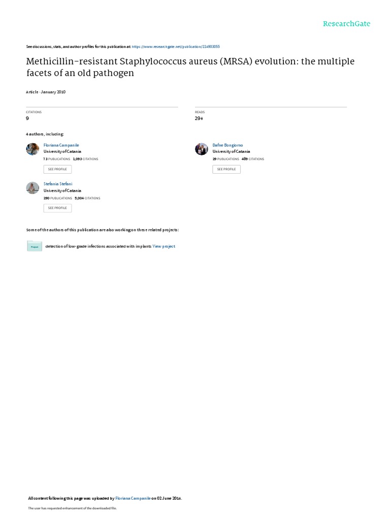 Methicillin-Resistant Staphylococcus Aureus (MRSA) Evolution: The ...