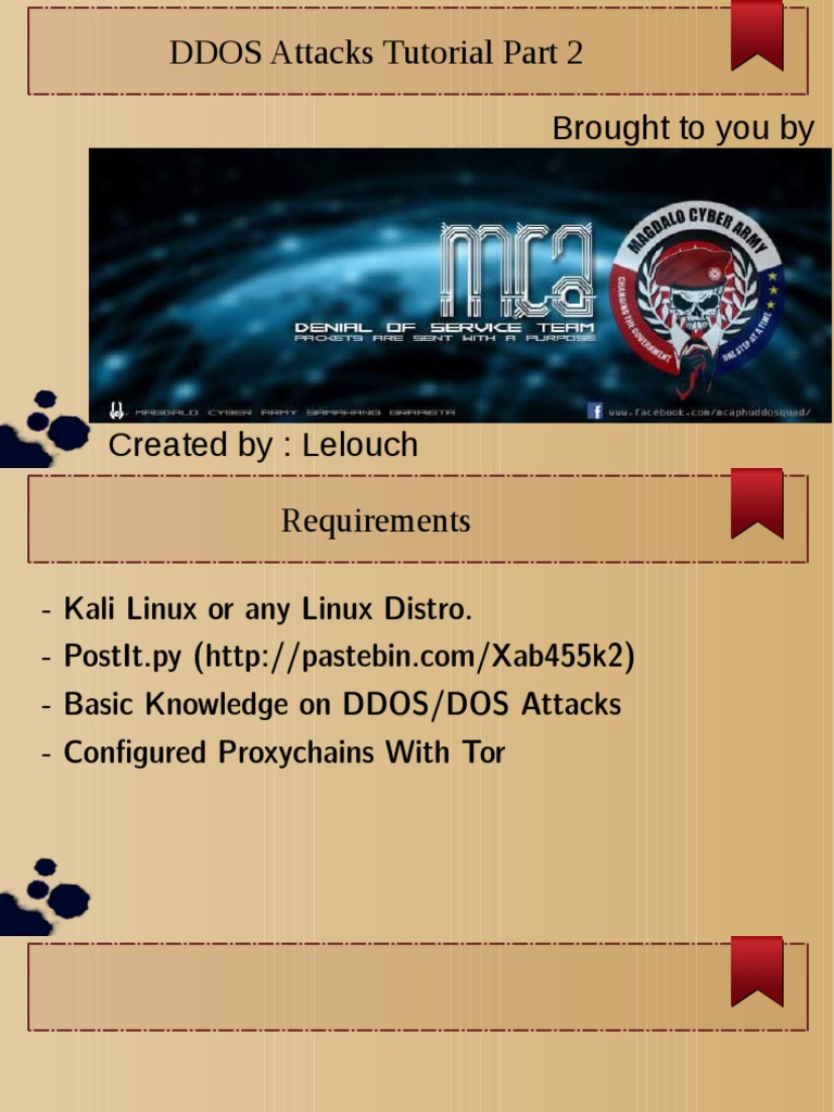 DDOS Attacks Tutorial Part 2: Brought To You by | Download Free PDF ...
