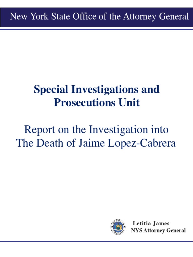 Attorney General's Report On Death of Jaime Lopez-Cabrera | PDF ...