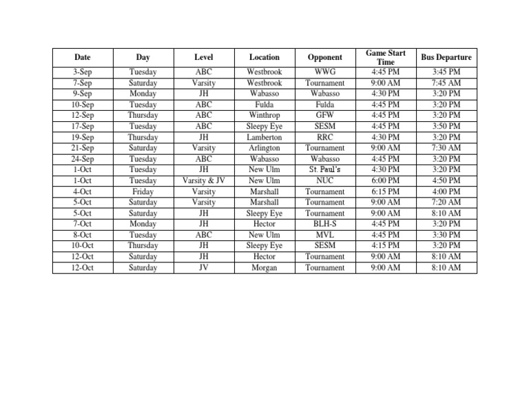 2019 Bus Schedule | PDF
