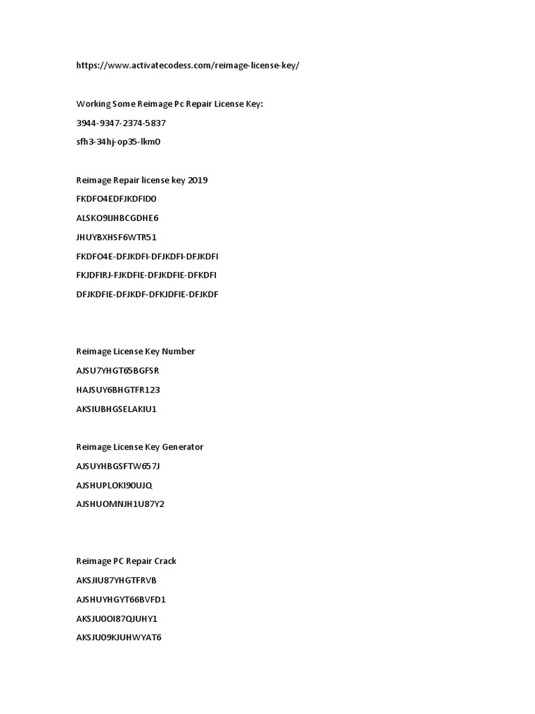 Reimage License Key 2019 | PDF