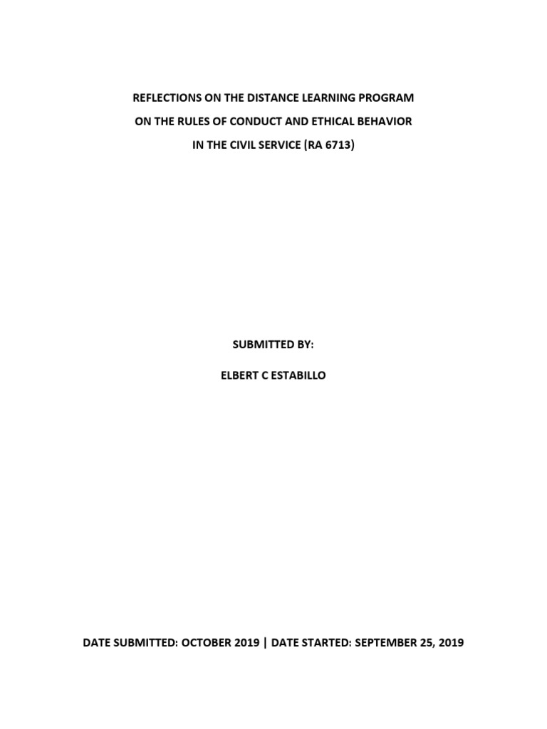 Reflections On The Distance Learning Program | PDF | Employment ...
