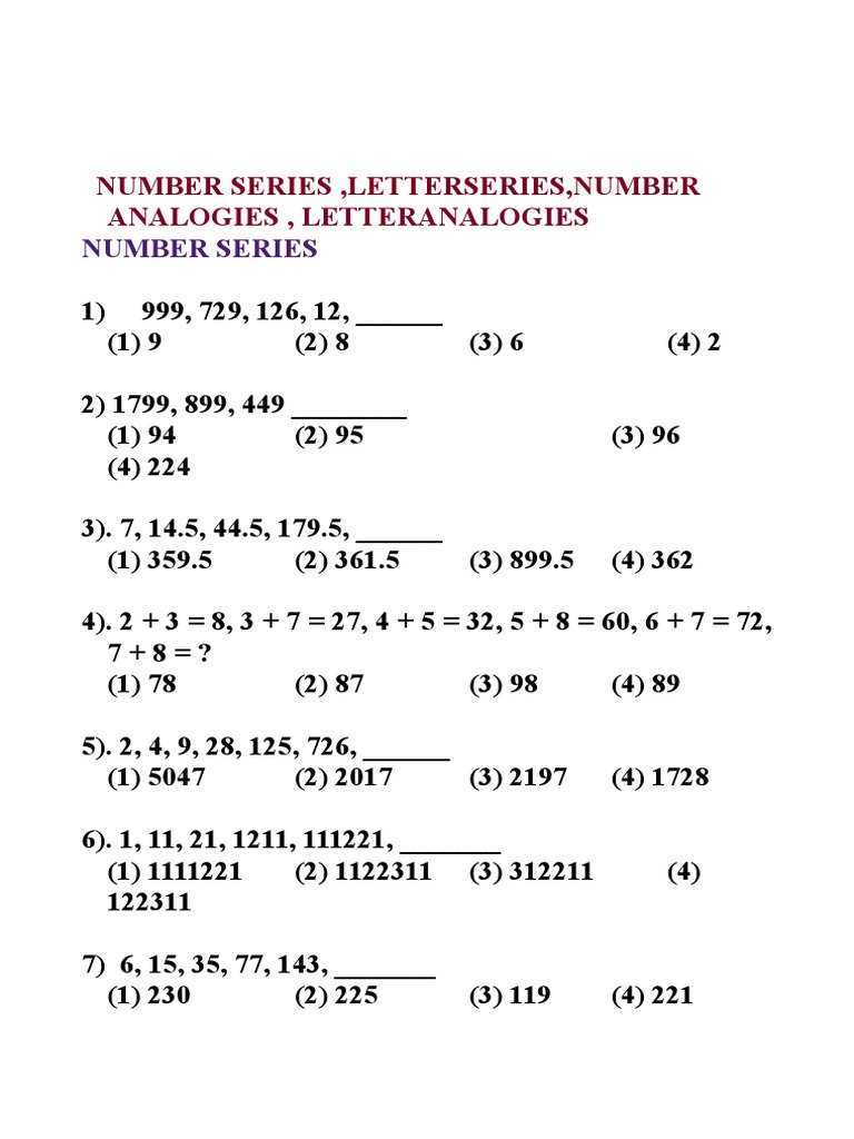 Number Series PDF | PDF