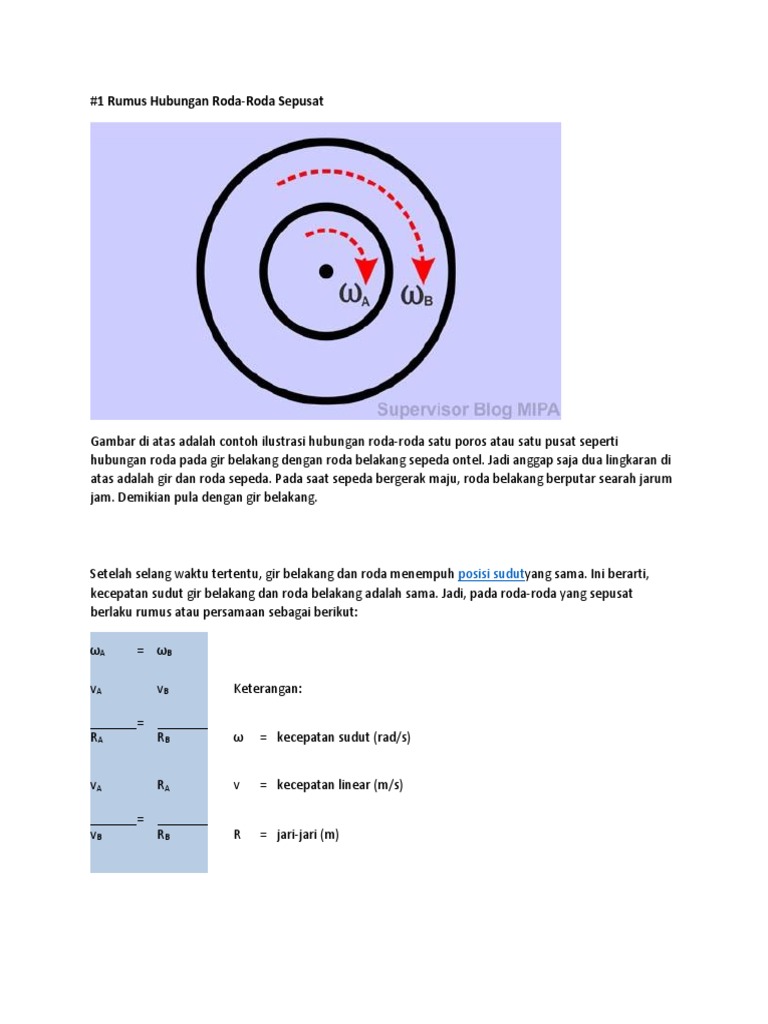 1 Rumus Hubungan Roda | PDF | Sains & Matematika