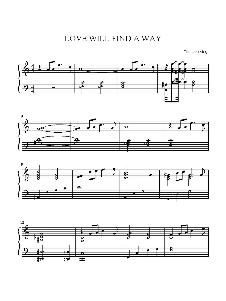 The Lion King 2-Love Will Find A Way-SheetMusicDownload PDF | PDF