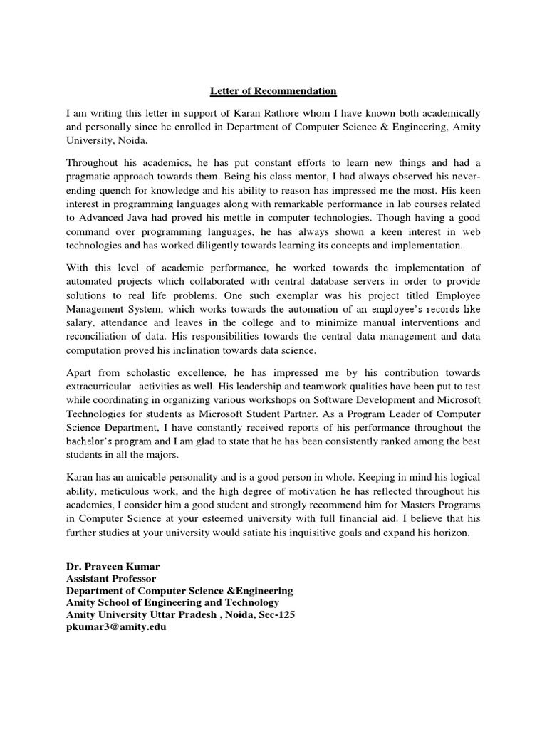 Karan LOR Final | PDF | Computer Science | Computer Programming